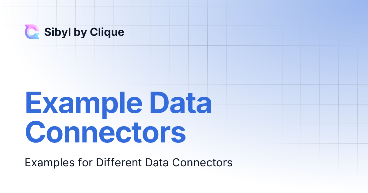 Example Data Connectors | Sibyl by Clique